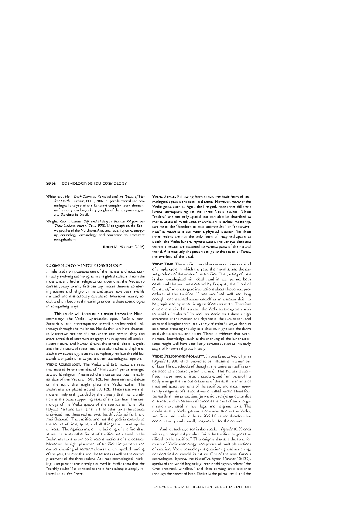 Cosmology Hindu Cosmology - Whitehead, Neil. Dark Shamans: Kanaimà and ...