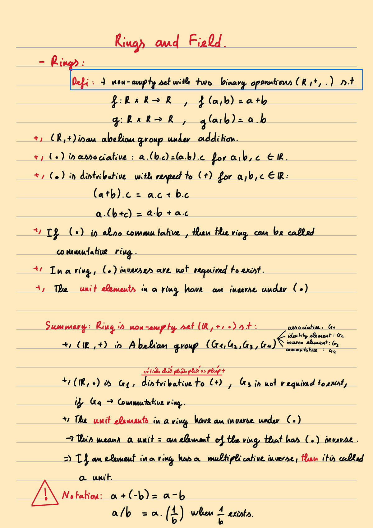 Lecture 5 - Rings and Fields Overview (MATH 101) - Studocu
