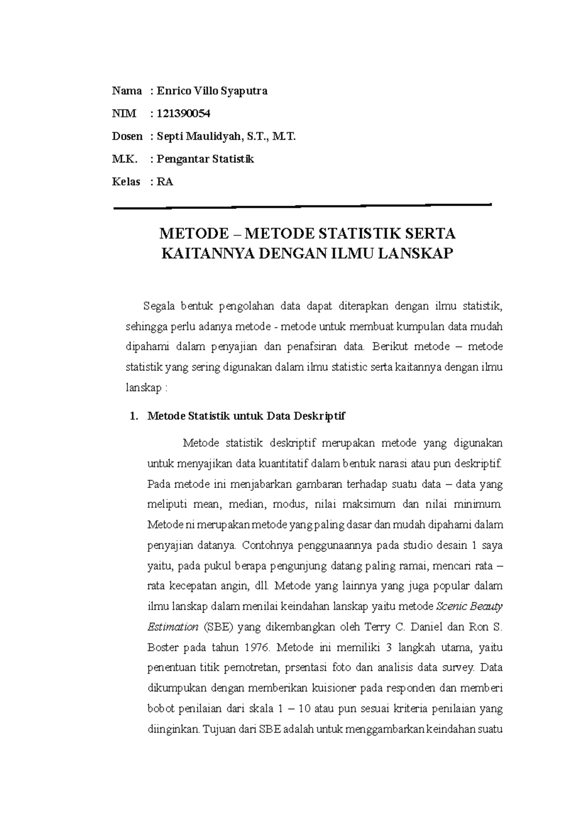 Metode Statistik dan Penerapannya dalam Ilmu Lanskap: Pengantar ...