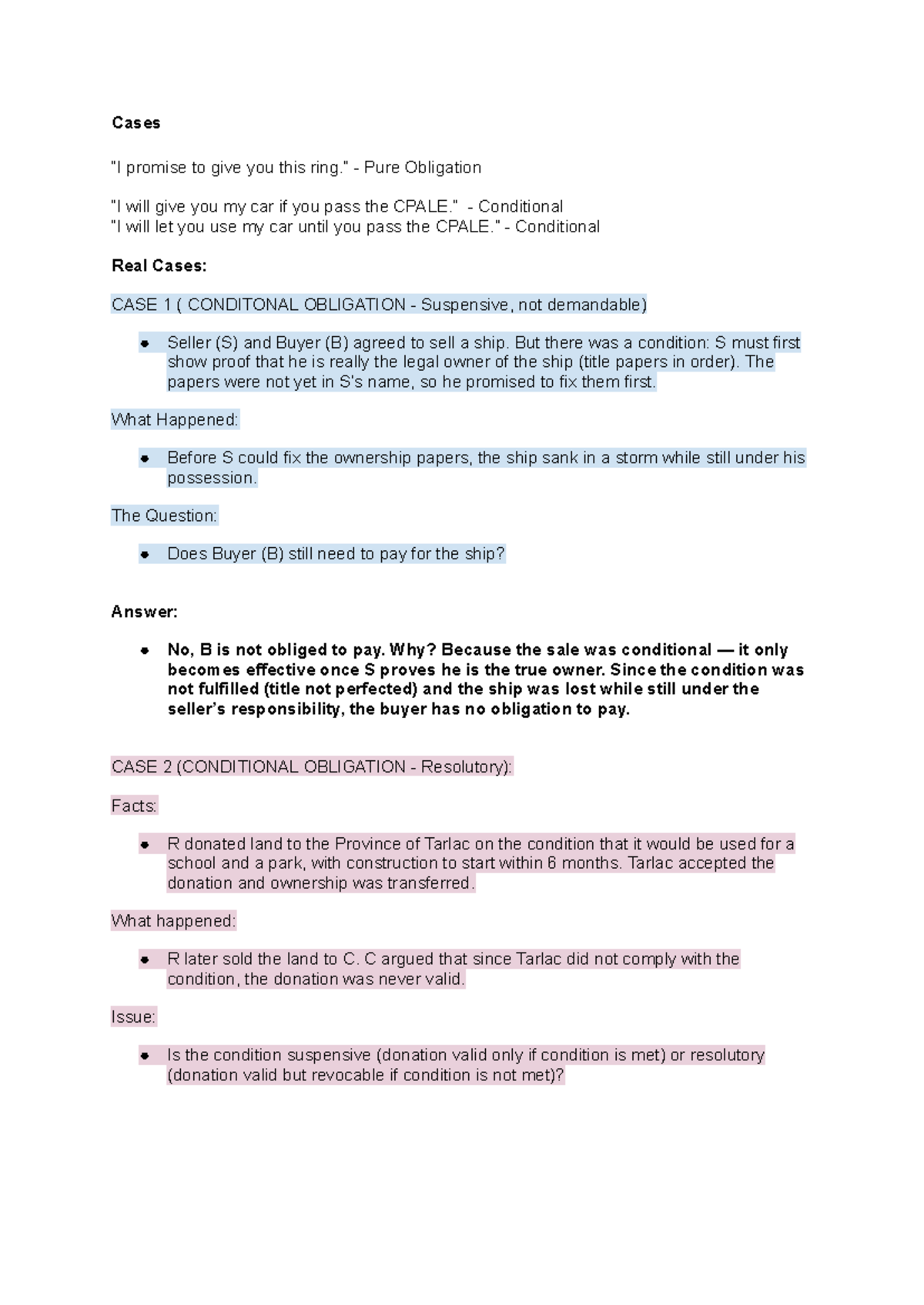 G3 - Pure and Conditional Obligations: Case Studies Analysis - Studocu