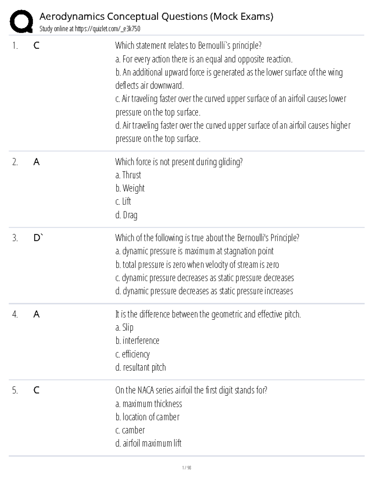 Aerodynamics Conceptual Questions (Mock Exams) - Quizlet Study Guide ...