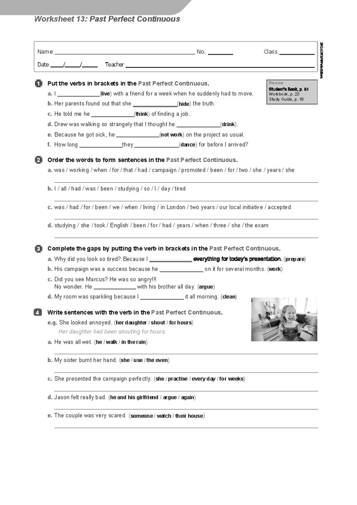 Worksheet 13: Past Perfect Continuous Practice for 2025 English - Studocu