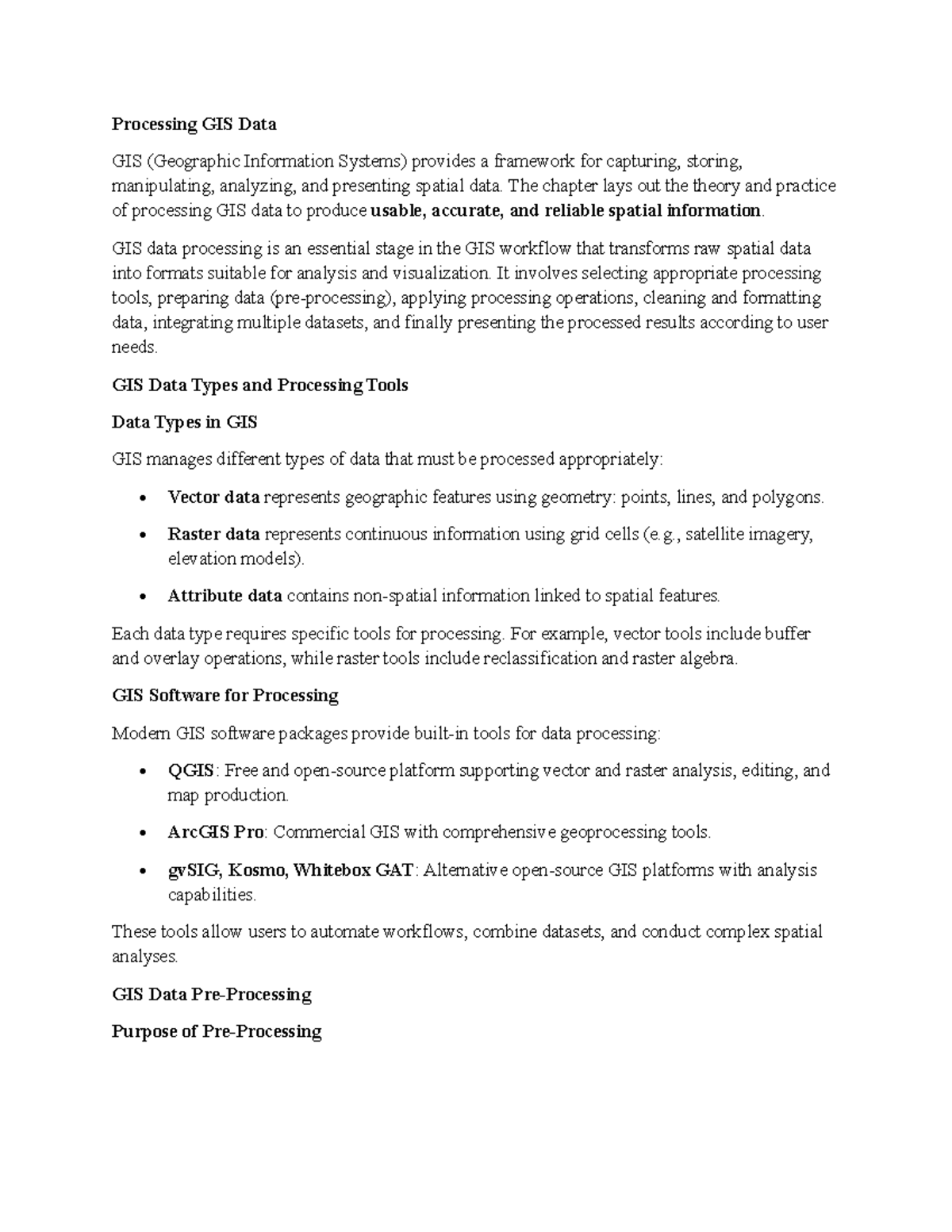 GIS 101: GIS Data Processing - Tutorial Material Overview - Studocu