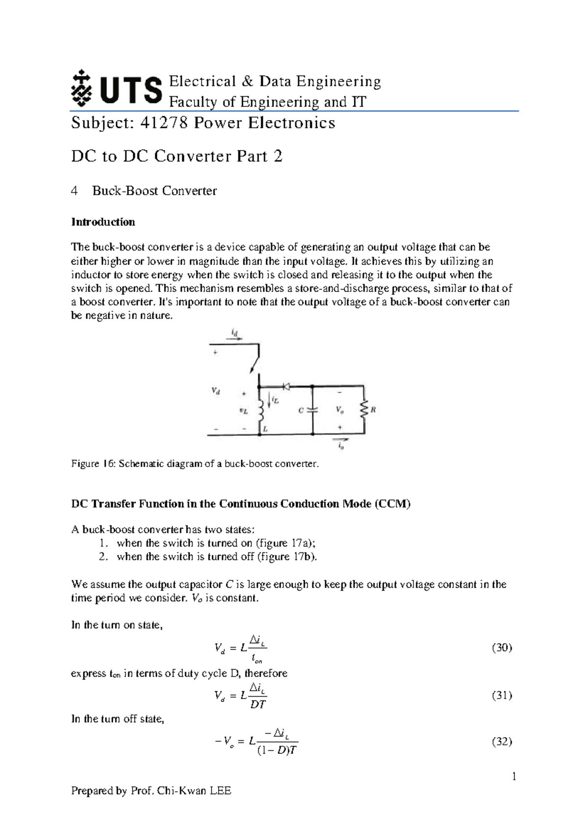 41278 Power Electronics: DC to DC Converter - Part 2 Analysis - Studocu