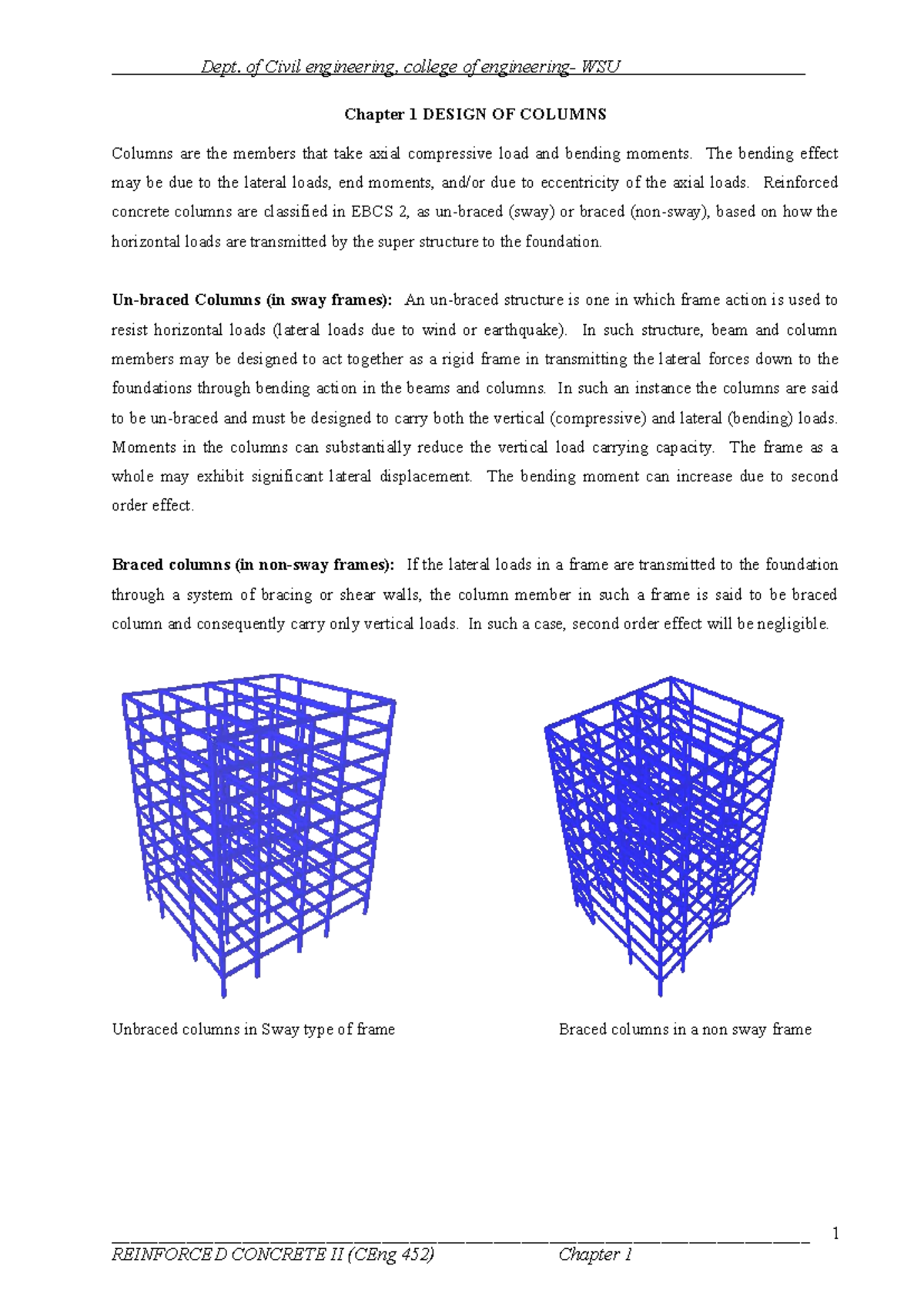 REINFORCED CONCRETE II (CEng 452) Chapter 1: Design of Columns - Studocu