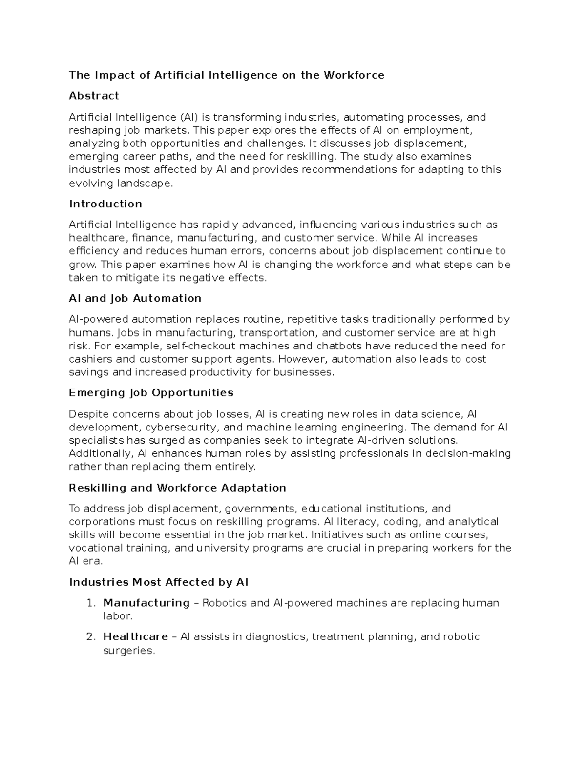 The Impact of Artificial Intelligence on the Workforce - The Impact of ...