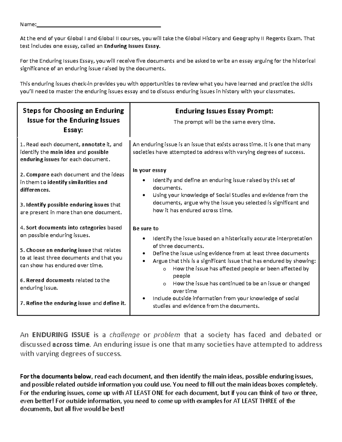 Global II Enduring Issues Essay Guide: Analyzing Historical ...