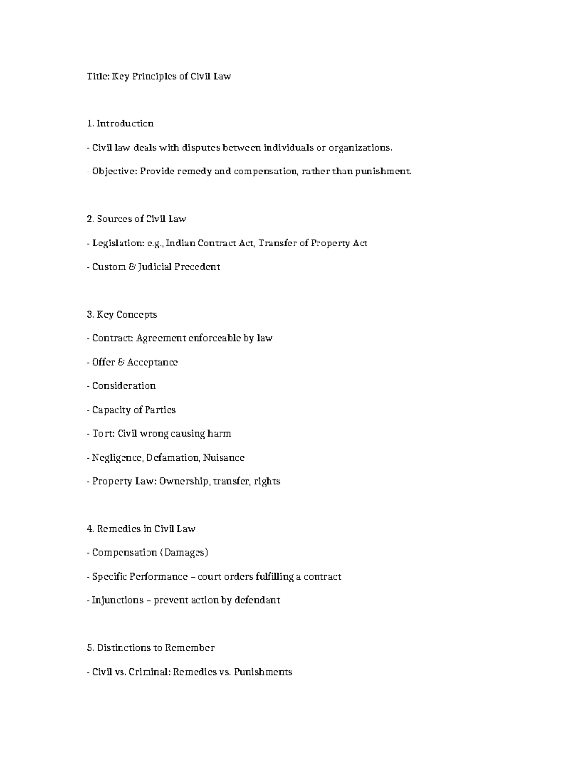 Civil Law Practice: Key Principles and Concepts Overview - Studocu