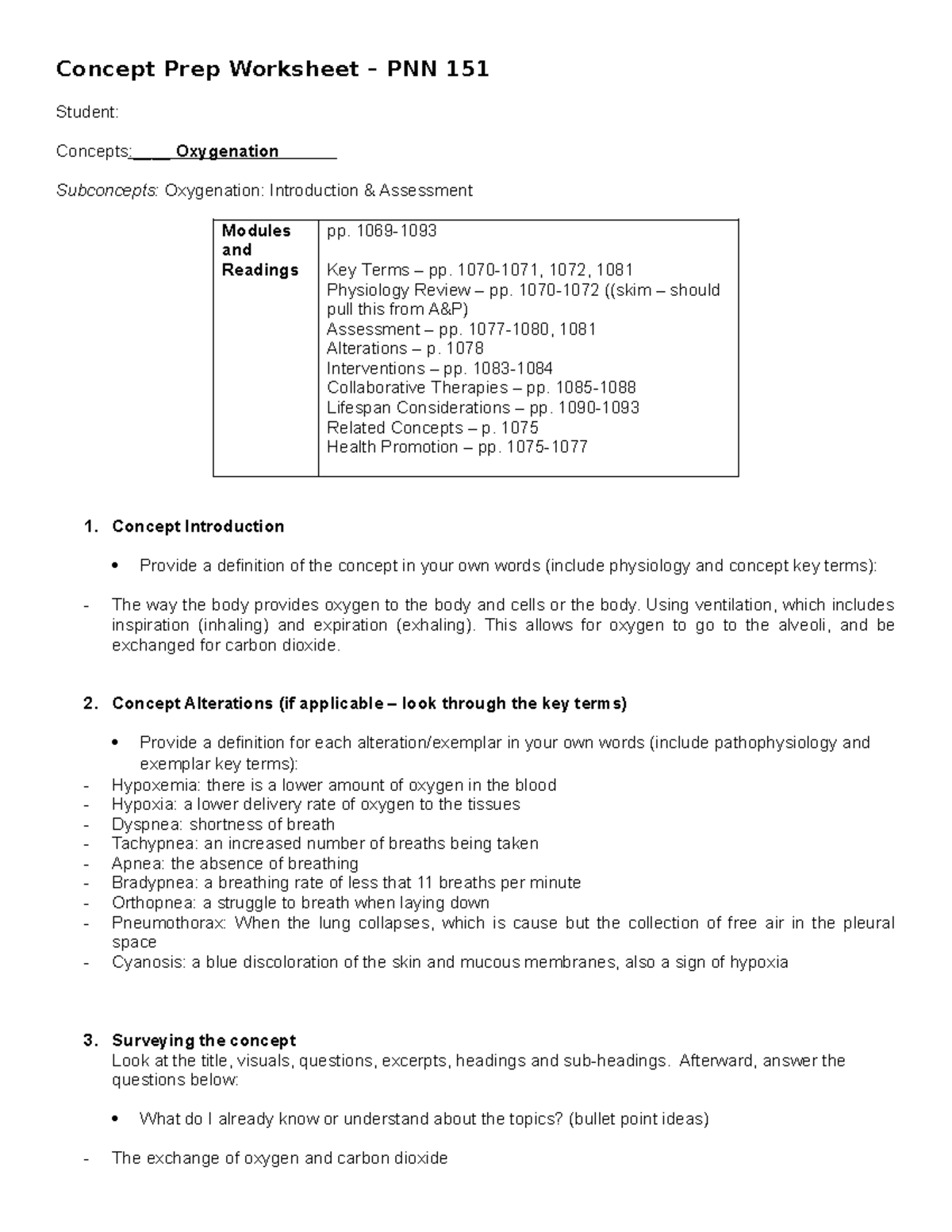 Concepts and Assessments of Oxygenation – PNN 151 Study Guide - Studocu
