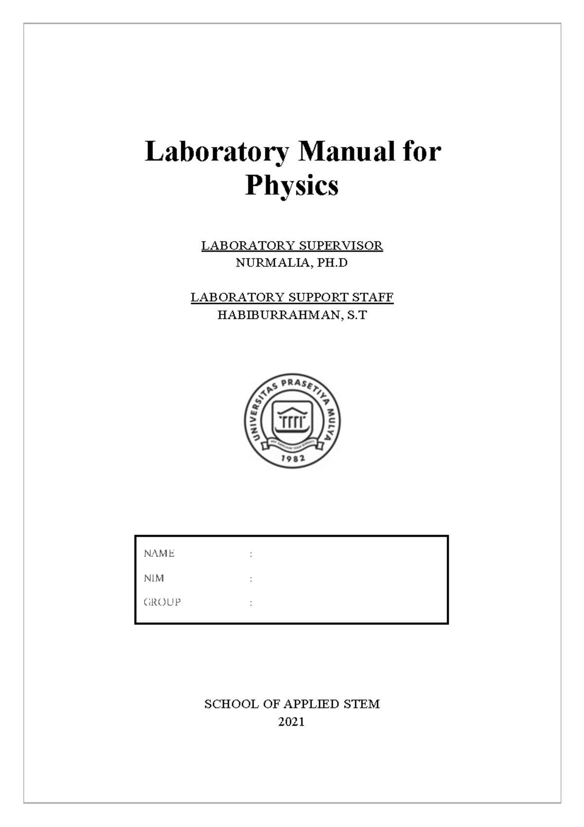 Laboratory Manual for Physics 101: Experiments in Sound and Light - Studocu