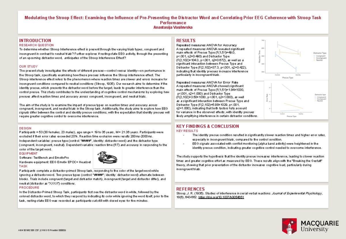 COGS3999 Poster - Modulating the Stroop Effect: Examining the Influence ...