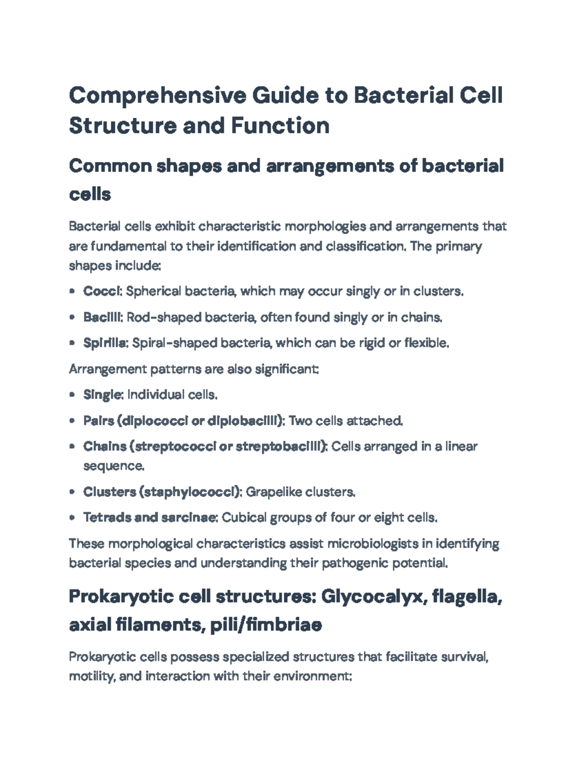 Comprehensive Guide to Bacterial Structure and Function for BIOS 101 ...