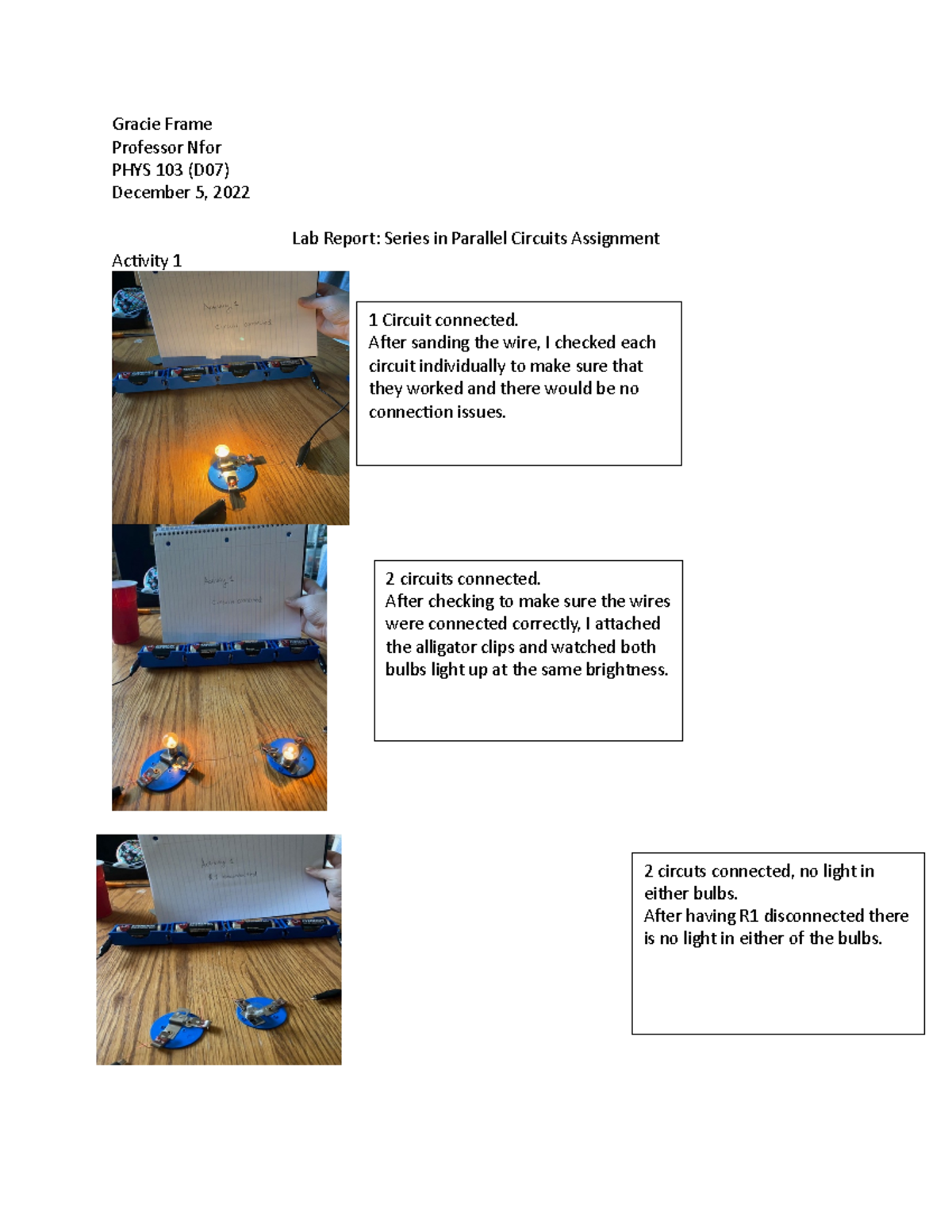 PHYS 103 D07 Lab Report: Series and Parallel Circuits Analysis - Studocu