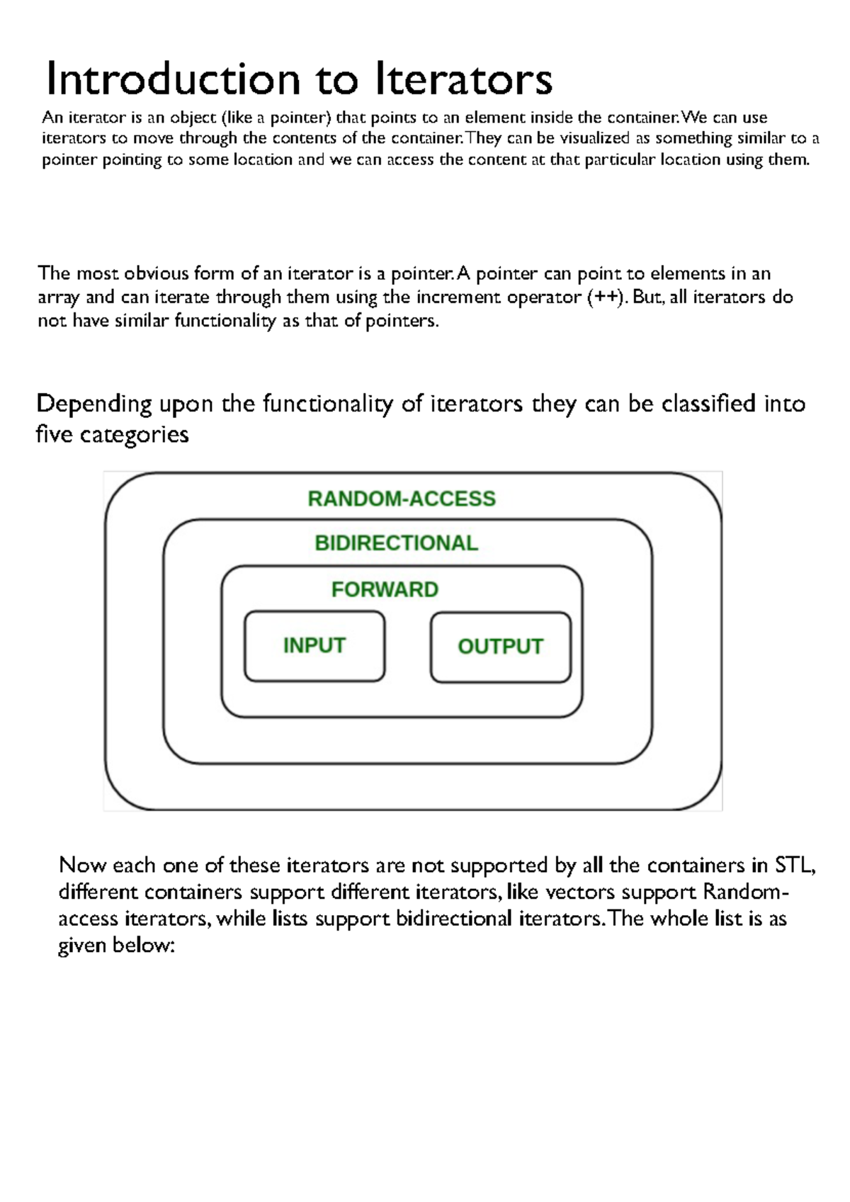 Iterators Introduction To Iterators An Iterator Is An Object Like A Pointer That Points To 6035