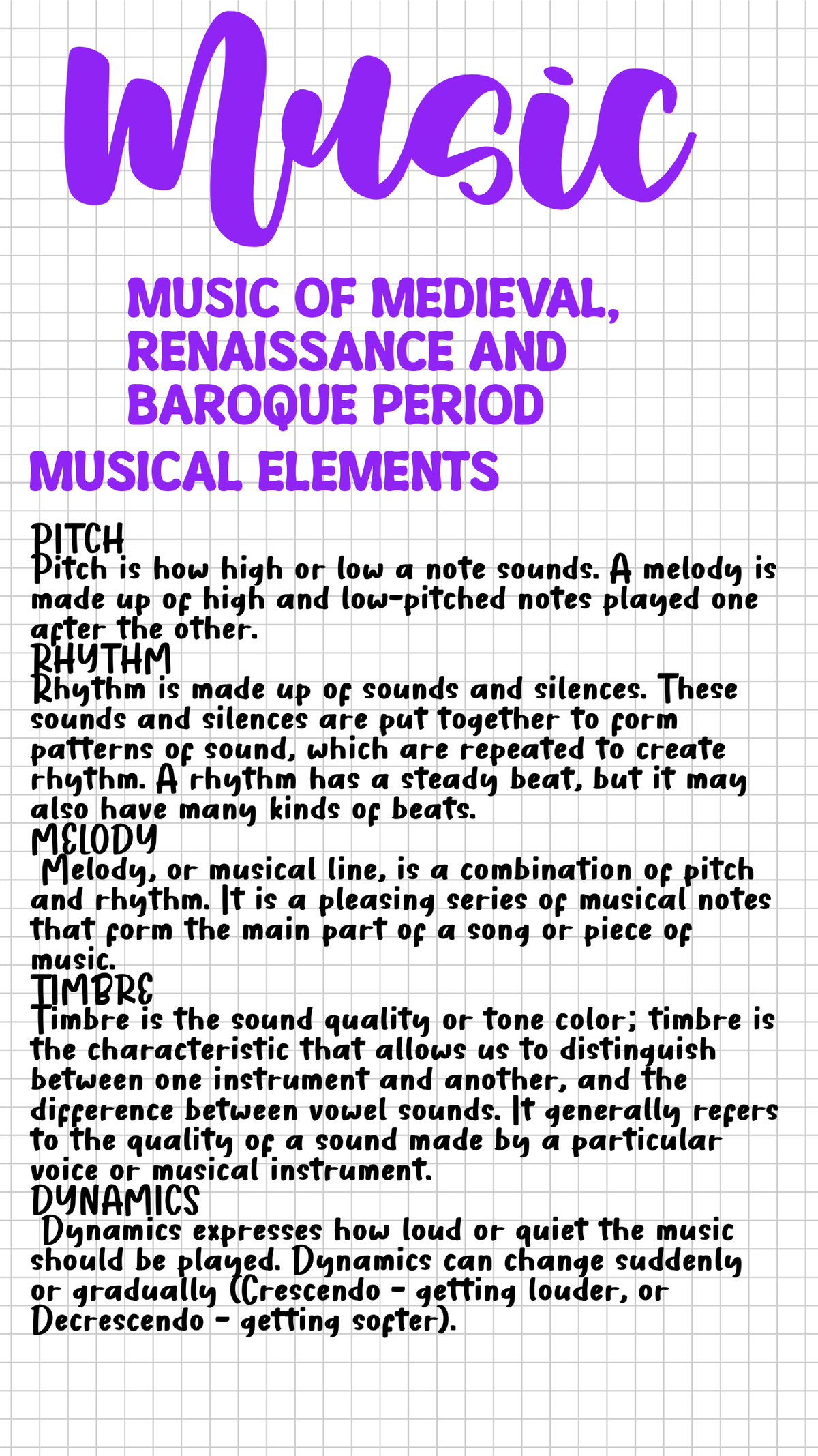 MAPEH 9 Q1 - Medieval, Renaissance, and Baroque Music Elements Notes ...