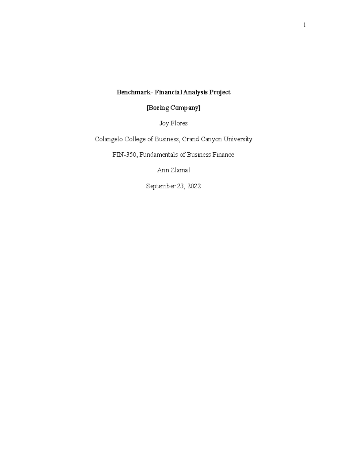 FIN-350 Company Financial Analysis Project: Boeing Overview & Insights ...