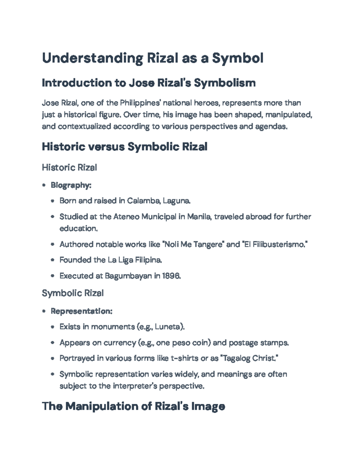 Understanding Jose Rizal as a National Symbol and Historical Figure ...