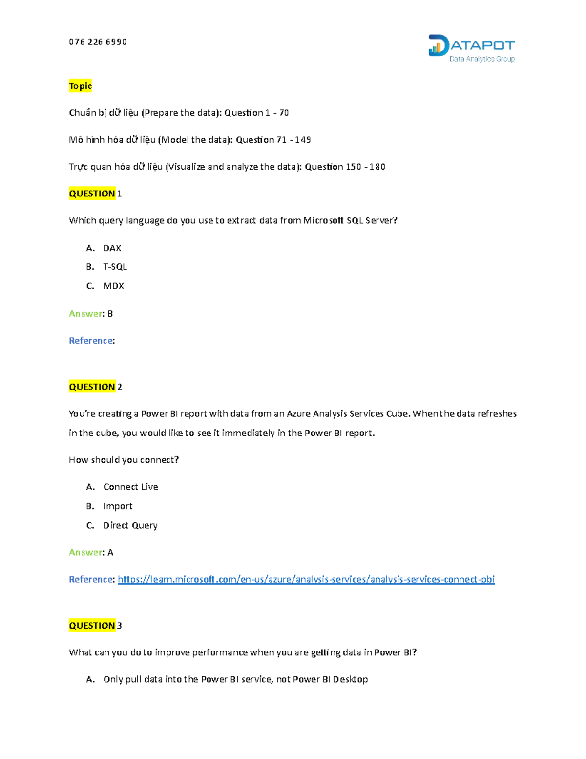 PL300 - 180 Sample Questions: Data Preparation and Modeling Techniques ...