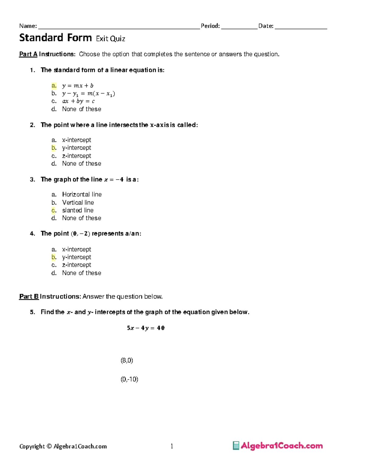Ziere Montaie - 5-5-Exit-Quiz-SE-Standard-Form - Name: - Studocu