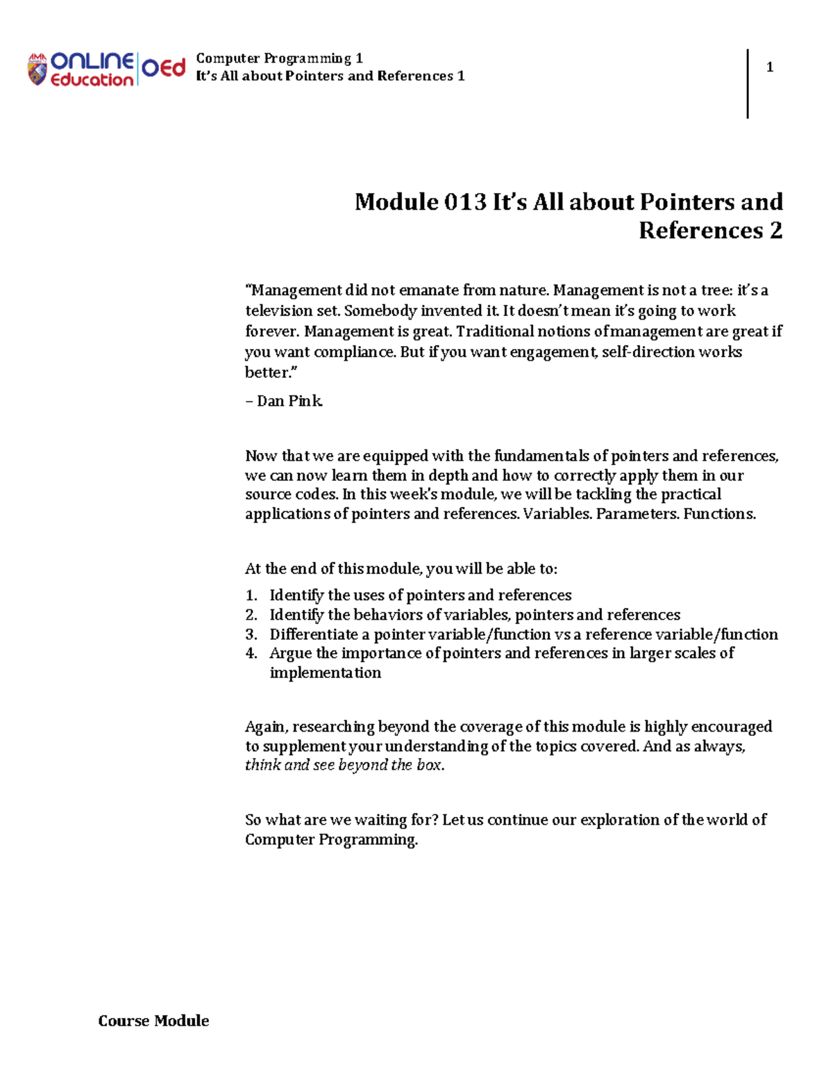 L13-It's All about Pointers and References 1 - Computer Programming 1 ...