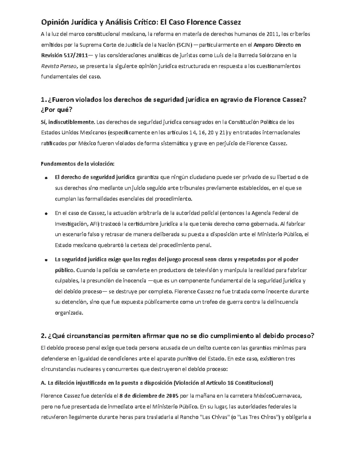 Opinión Jurídica y Análisis Crítico del Caso Cassez: Unidad 3 Evid 1 ...