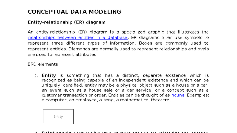 Conceptual Data Modeling (ER) Diagram Overview - Studocu