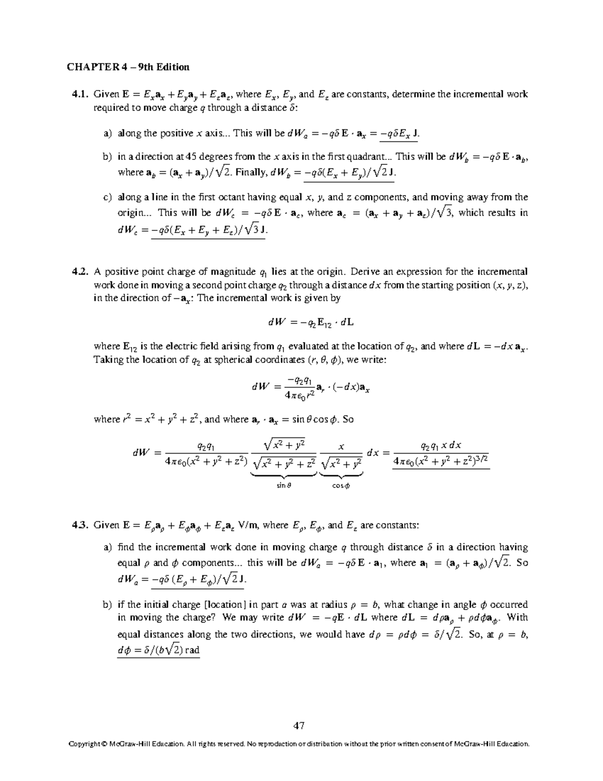 CHAPTER 4: Incremental Work in Electric Fields - 9th Edition - Studocu
