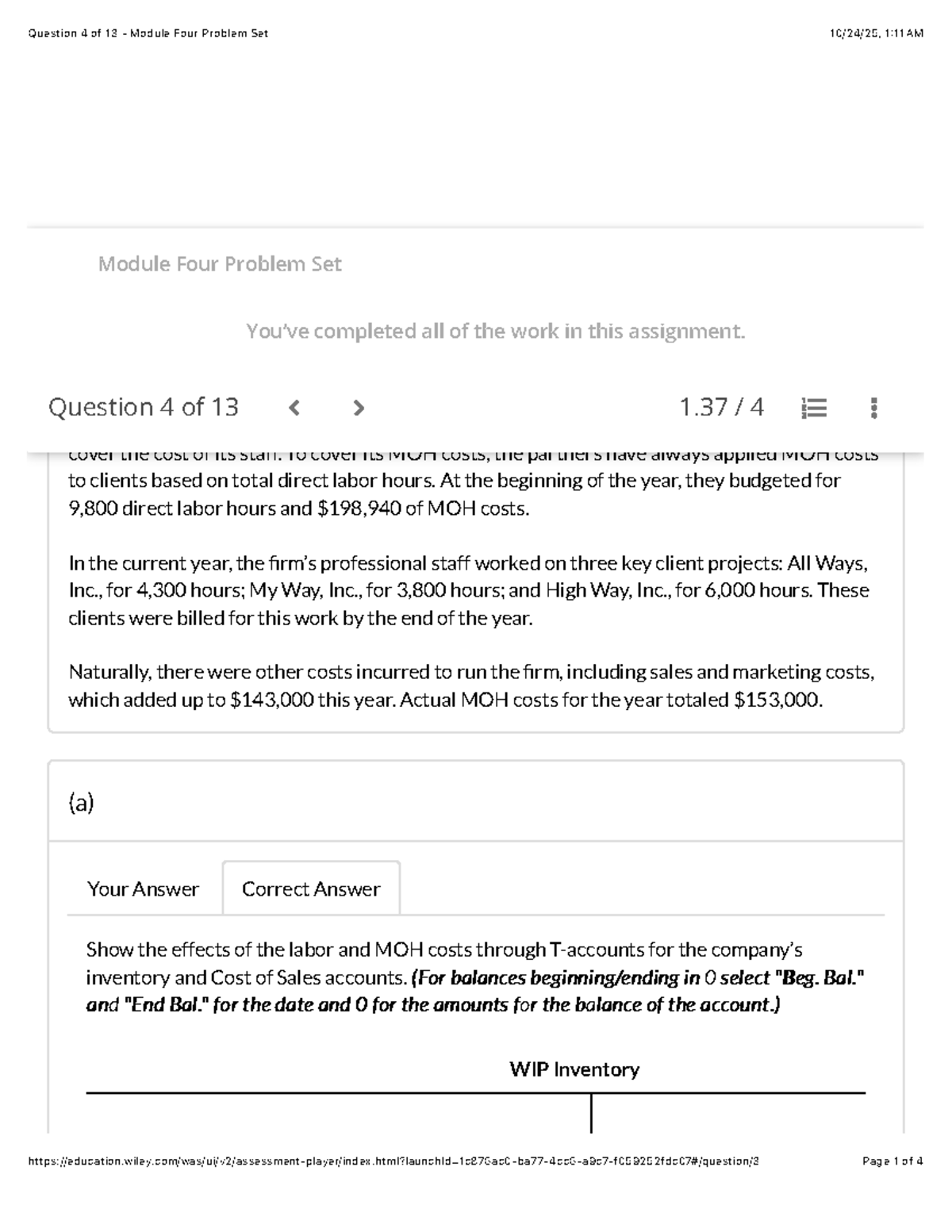 Question 4 Analysis - Module 4 Problem Set (Costing & MOH) - Studocu