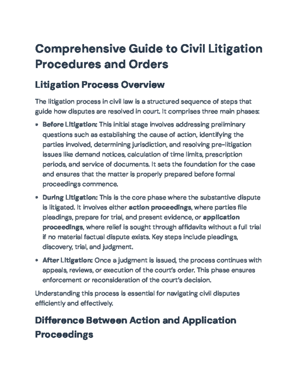 Civil Litigation Procedures & Orders: A Comprehensive Overview Guide ...