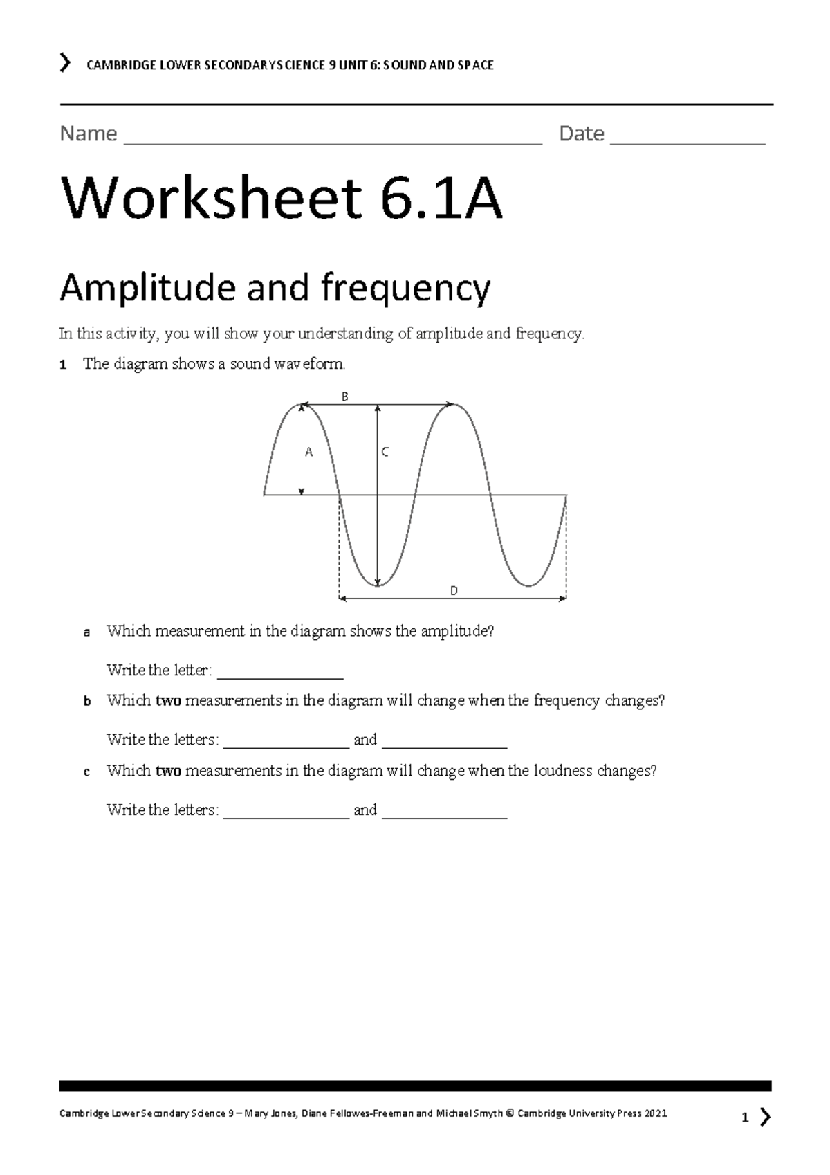 S9 Unit 6 Sound Waves Worksheets: Amplitude & Frequency Activities ...
