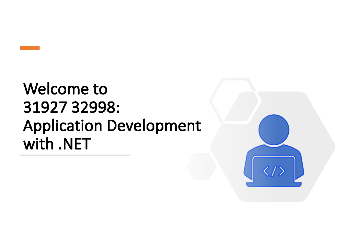 Welcome to 32998 31927: Application Development with .NET Lecture - Studocu