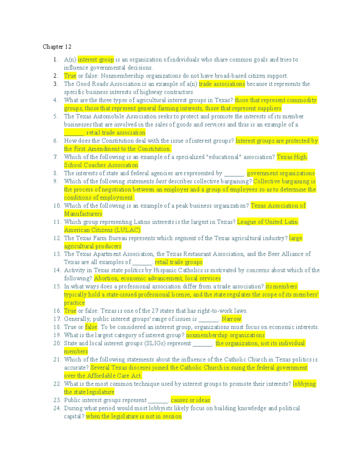 TX POL CHAP 12 - Smartbook assignment and homework - Chapter 12 1. A(n) interest group is an ...