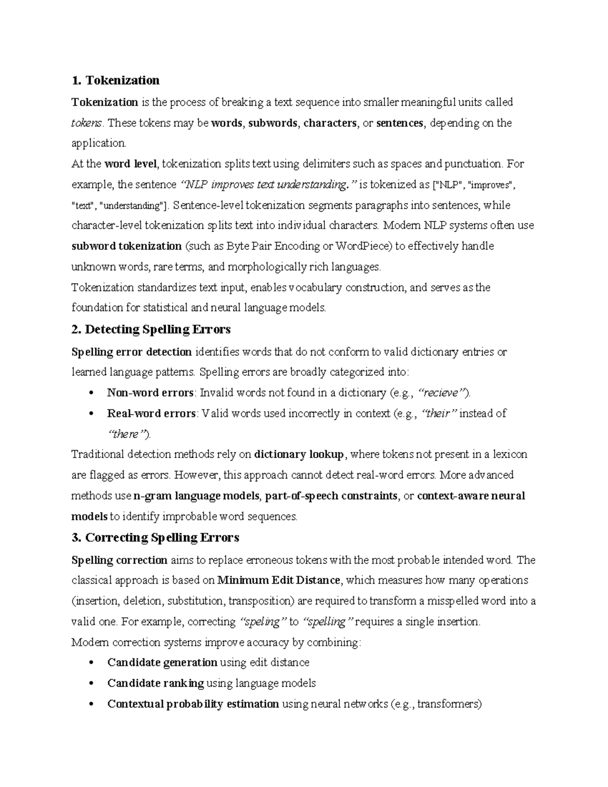 NLP 101: Tokenization & Spelling Correction Notes - Studocu