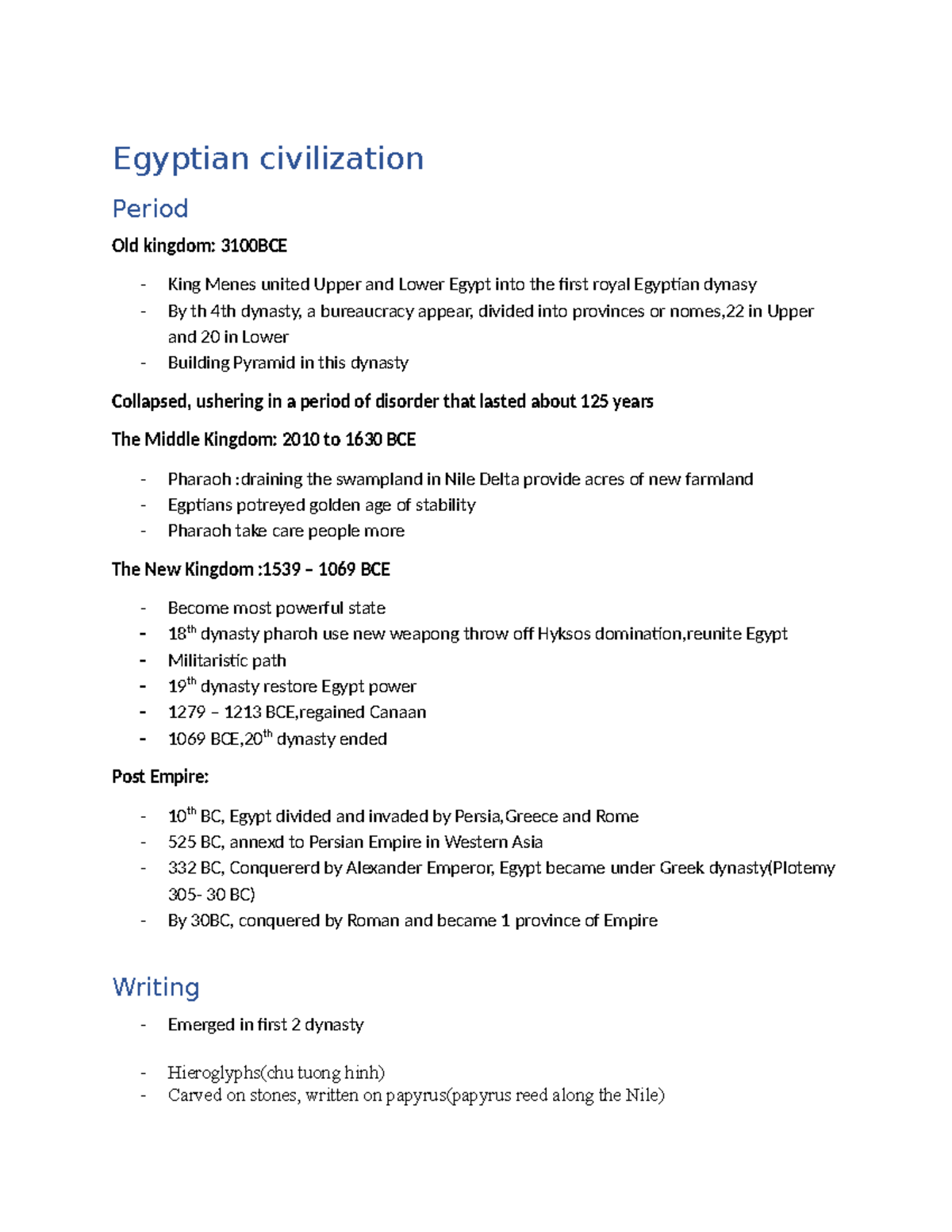 Egyptian Civilization: Overview of the Old, Middle, and New Kingdoms ...