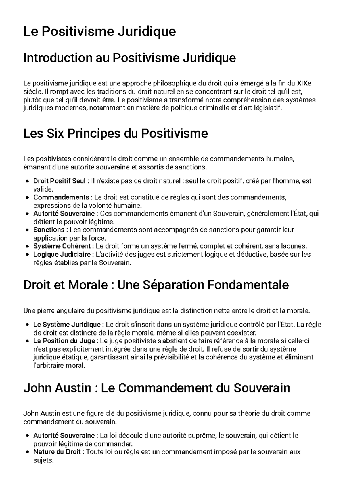 Introduction au Positivisme Juridique - Guide d'Étude - Studocu