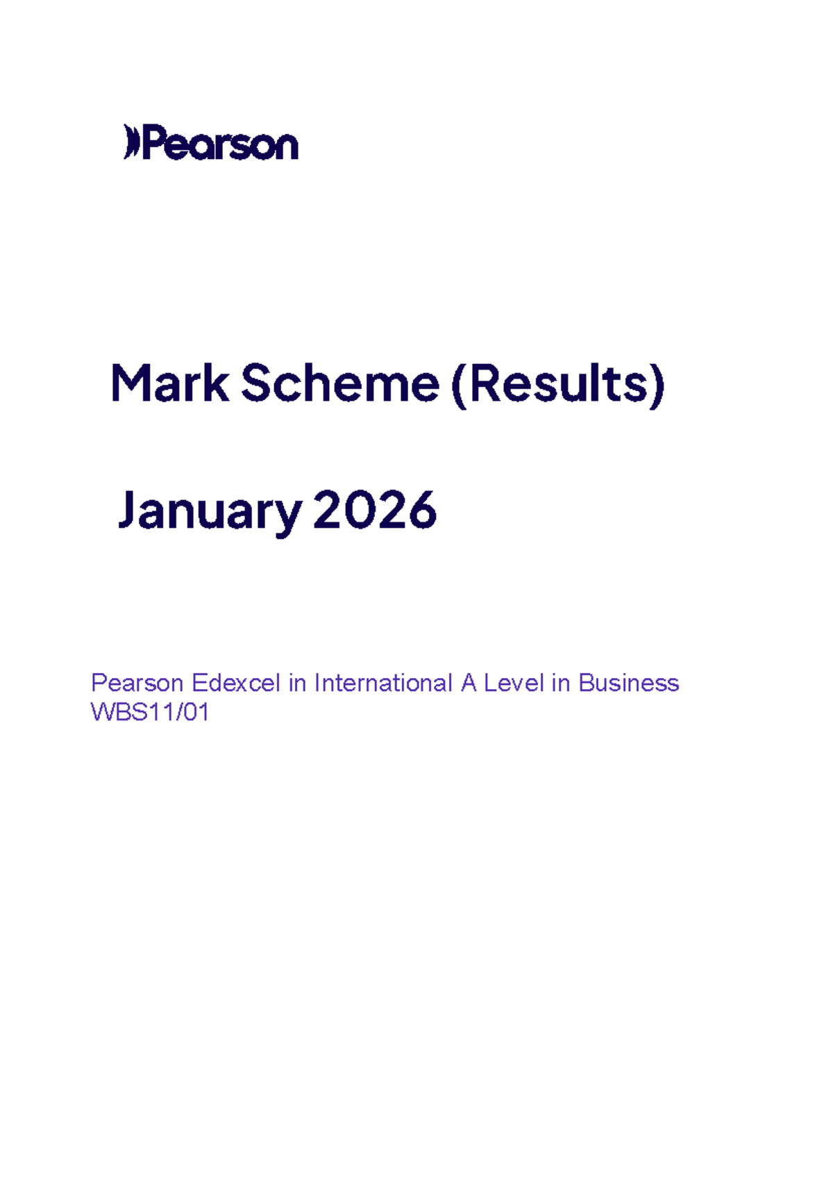 IAL Business January 2026 Mark Scheme (Results) - Studocu