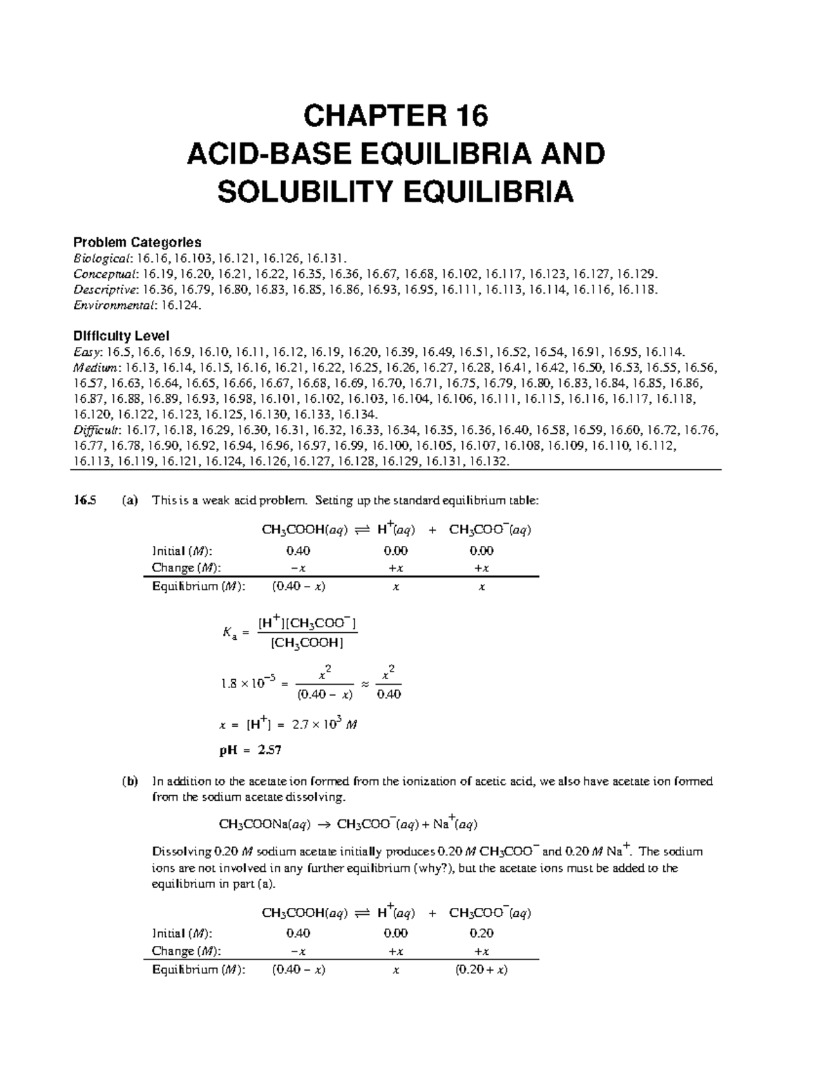 CH16: Equilibria & Solubility Equilibria Problem Categories - Studocu