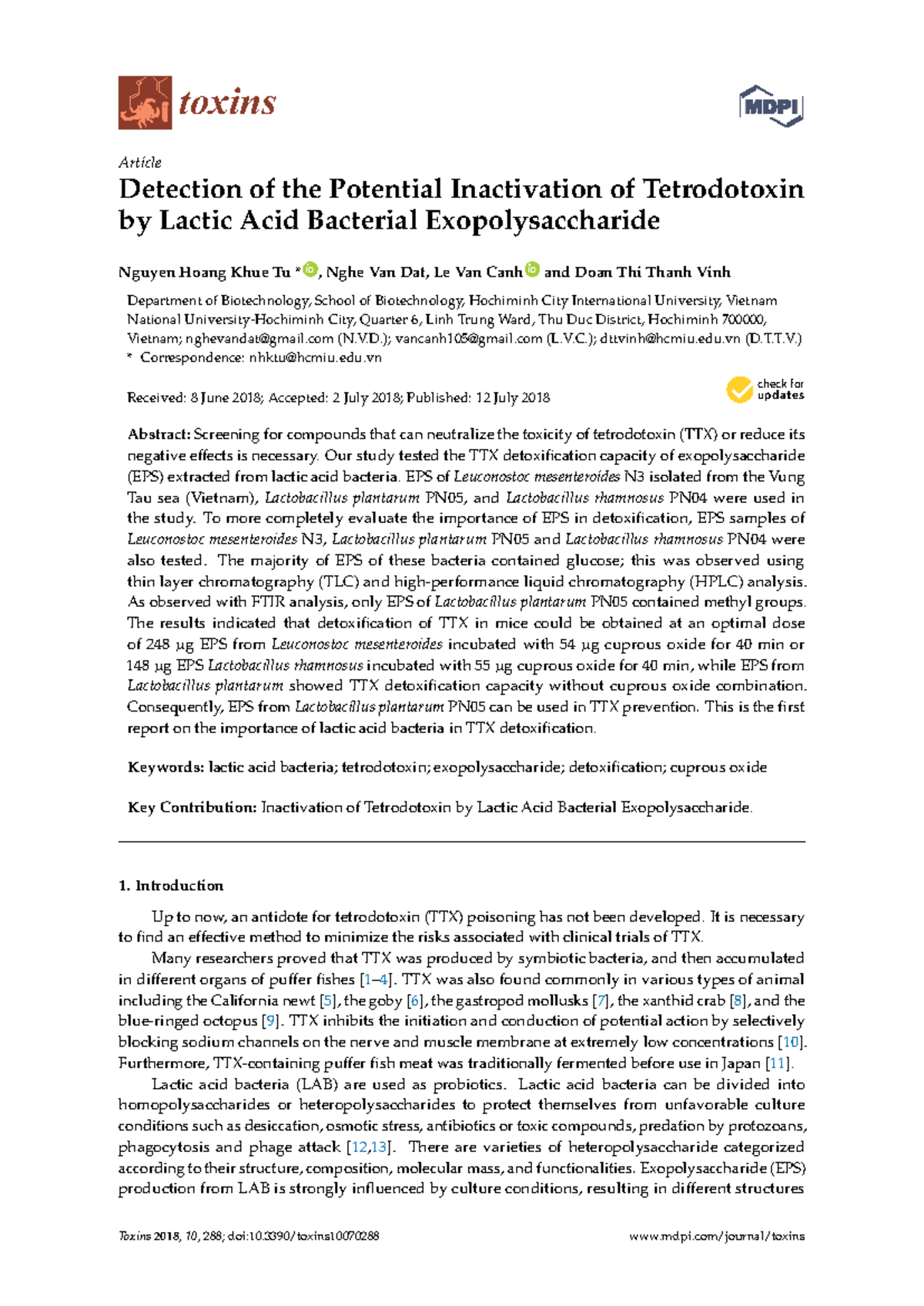 Case study 2- Tu - toxins Article Detection of the Potential ...