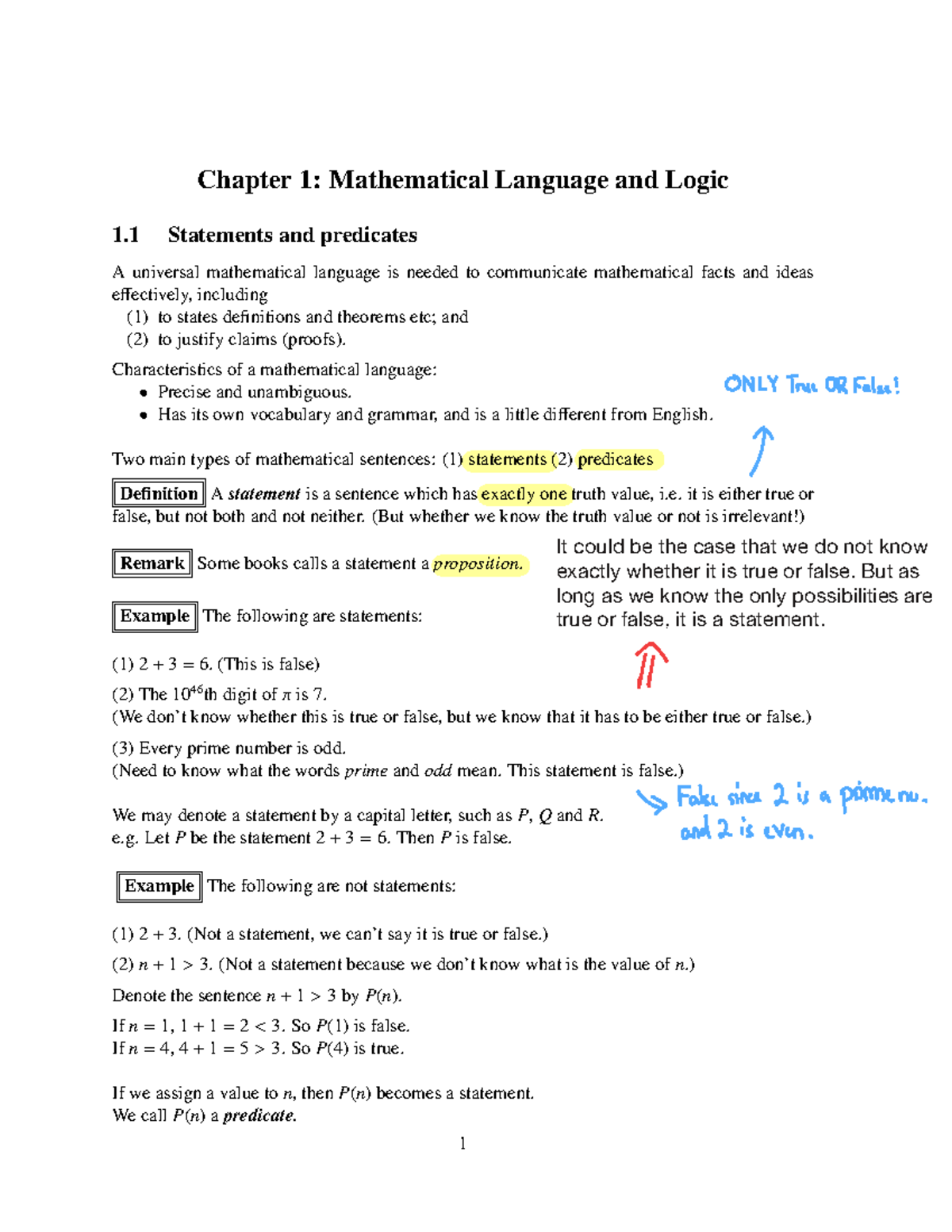 Chapter 1 Notes - Logical Equivalence - Chapter 1: Mathematical ...