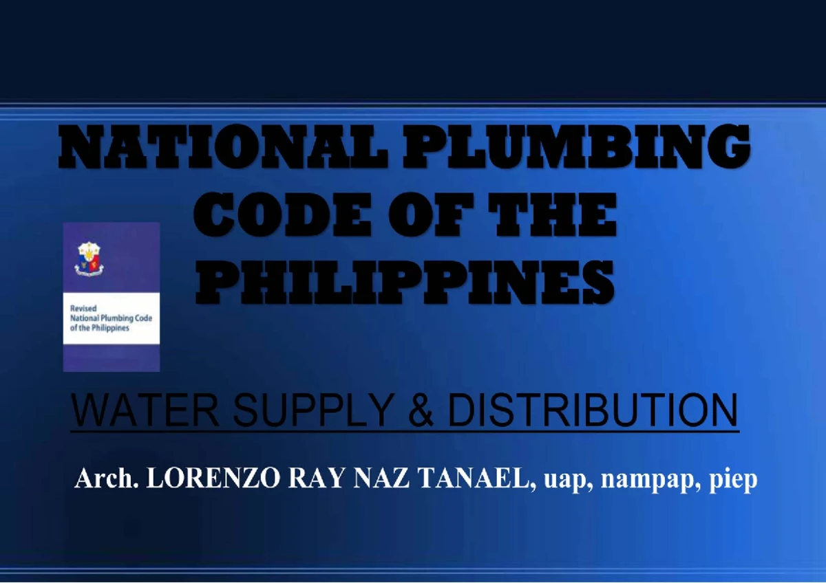 Revised National Plumbing Code of the Philippines (PIEP) - Introduction - Studocu