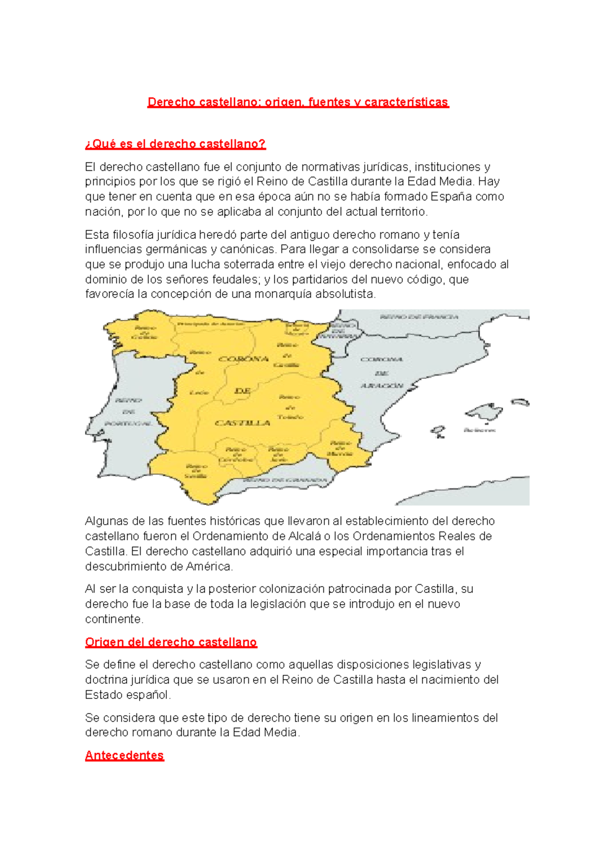 “Derecho castellano origen, fuentes y características” - Historia - UPC ...