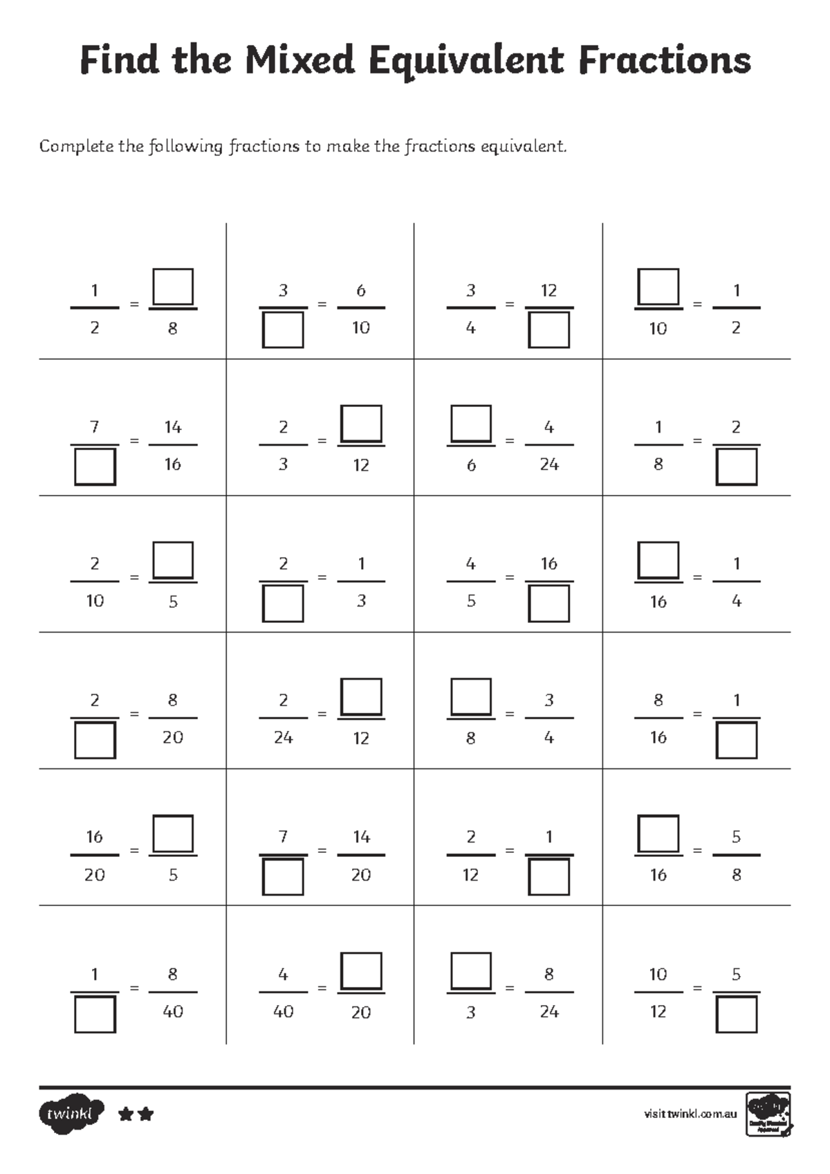 Middle Ability Mixed Equivalent Fractions Exercise - Completed - Studocu