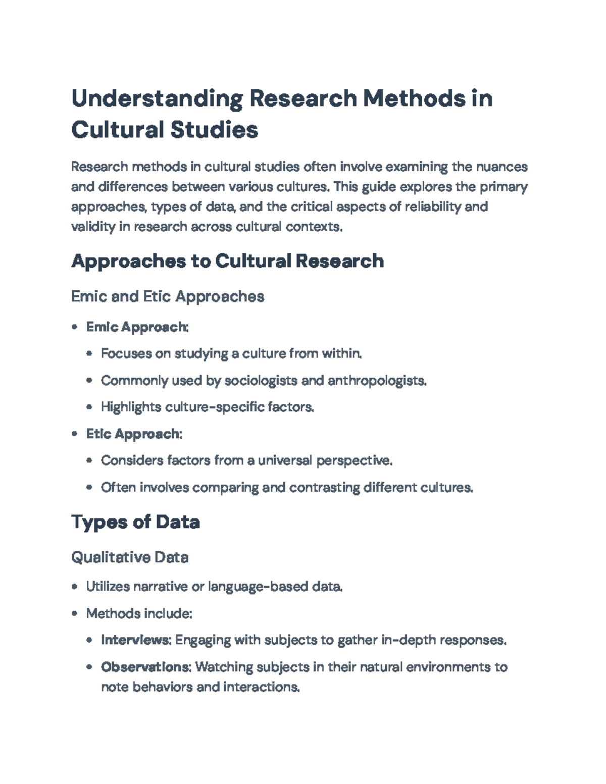 Research Methods in Cultural Studies: Approaches, Data Types, and ...