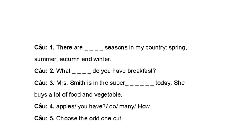 Đề ôn IOE lớp 5 - English Practice Questions - Studocu