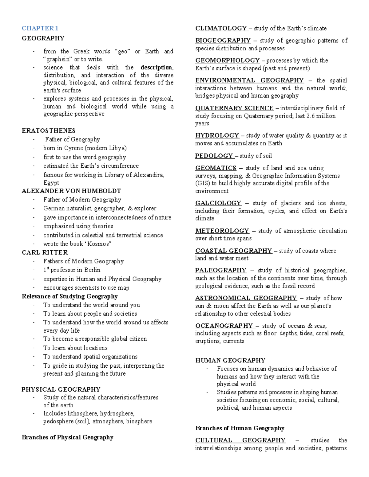 GEOG 101: Comprehensive Overview of Climatology and Geography - Studocu