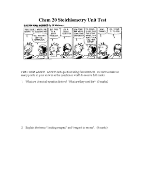 Chemistry - Grade: 11 - High School - Canada - Studocu