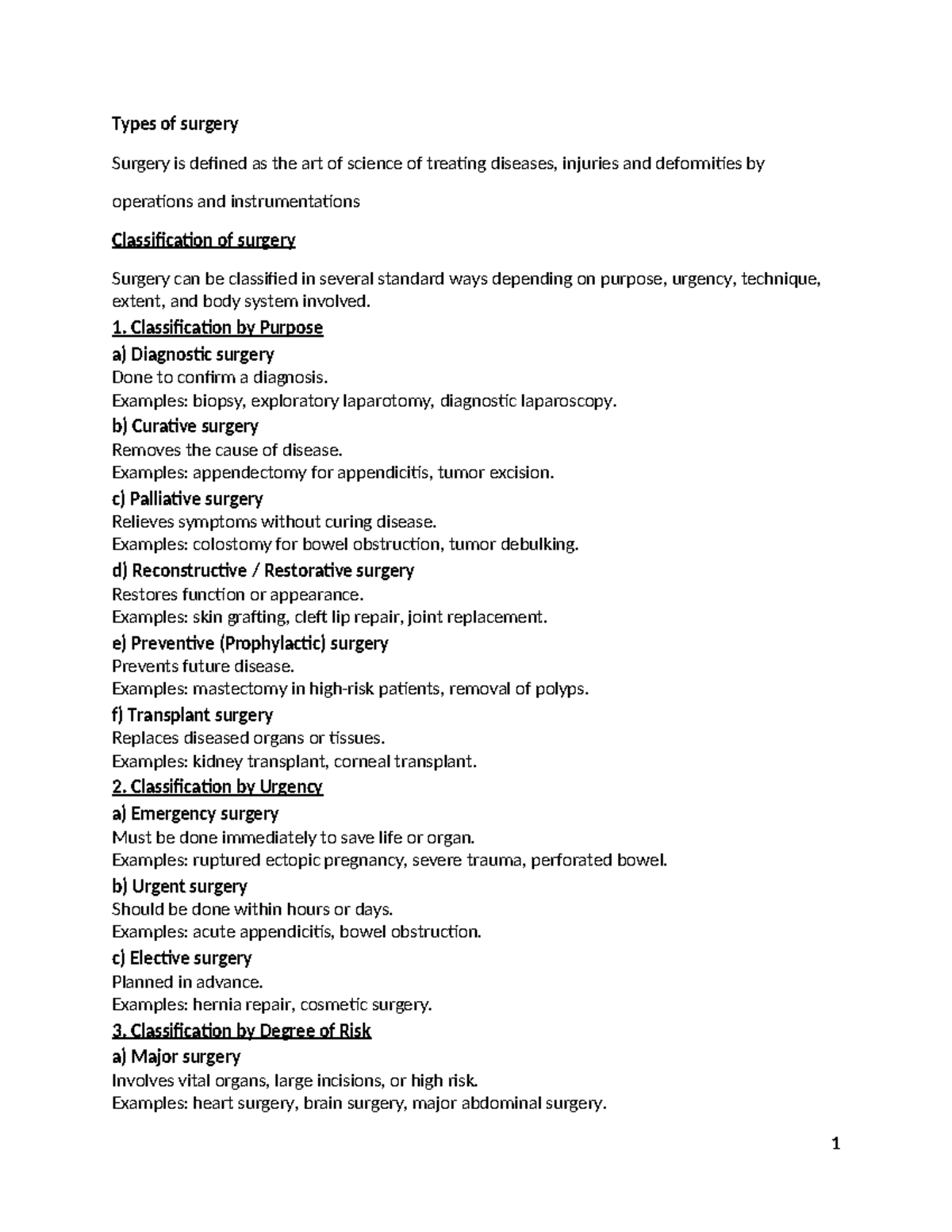 Surgery Classification and Sterilization Techniques: A Comprehensive ...