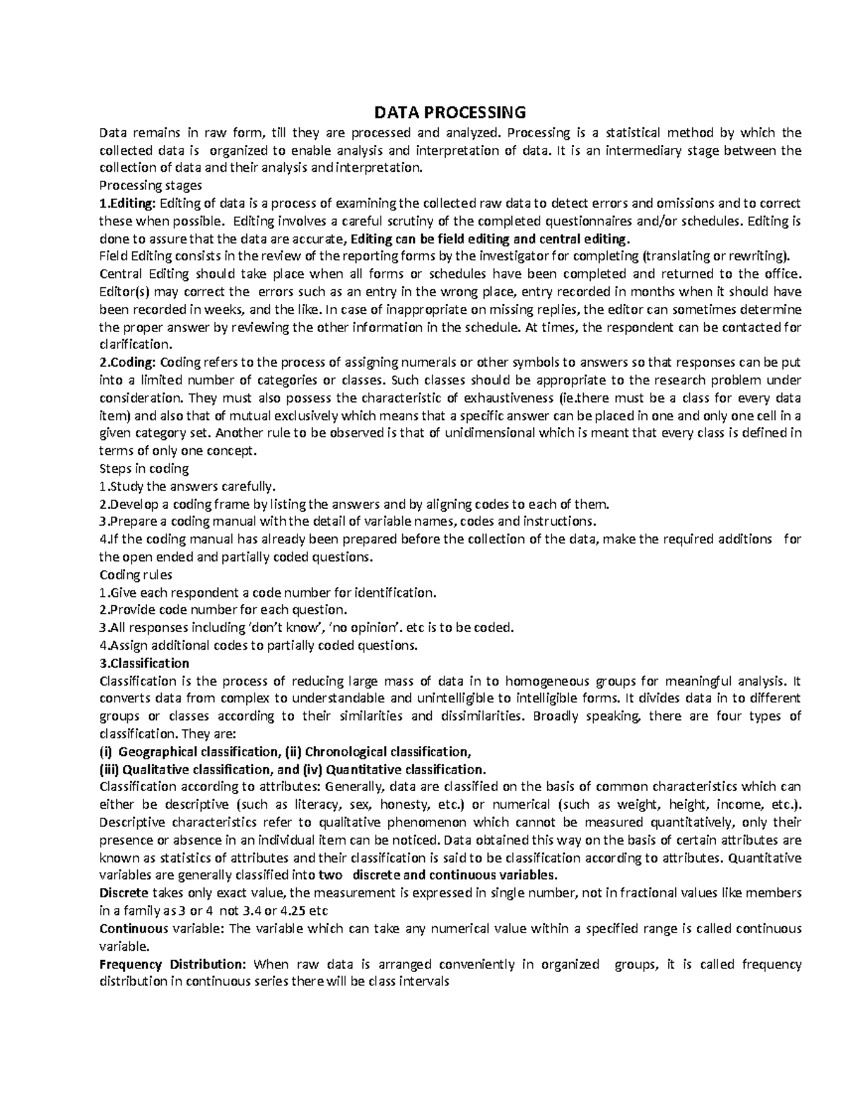 DATA PROCESSING: Stages, Techniques, and Analysis Methods - Studocu