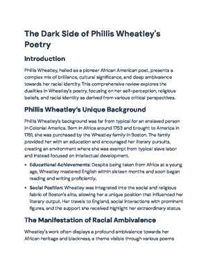 Phillis Wheatley's Use of Greek and Roman Mythology in Poetry: An ...