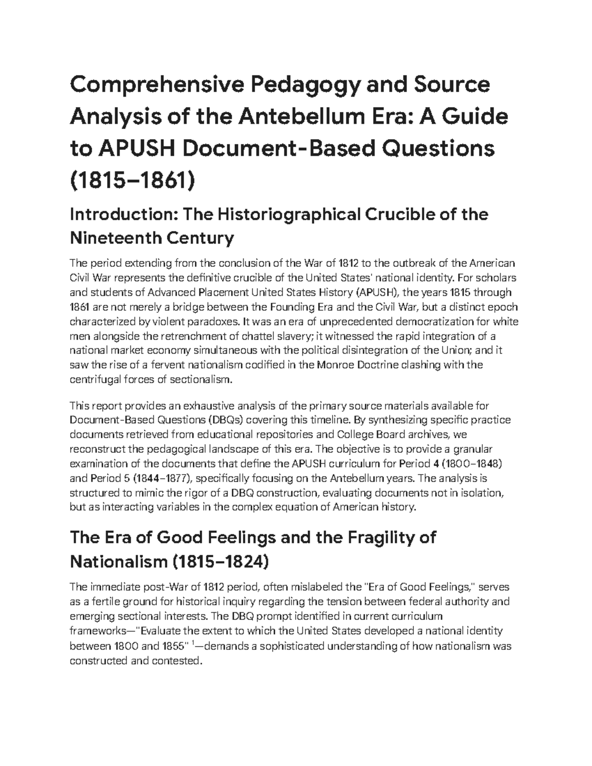 APUSH DBQ Analysis: Antebellum Era (1815-1861) Insights and Sources ...